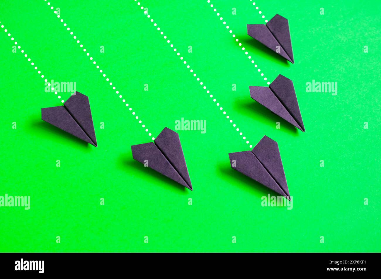 Top view of black paper airplanes with customizable space for text ...