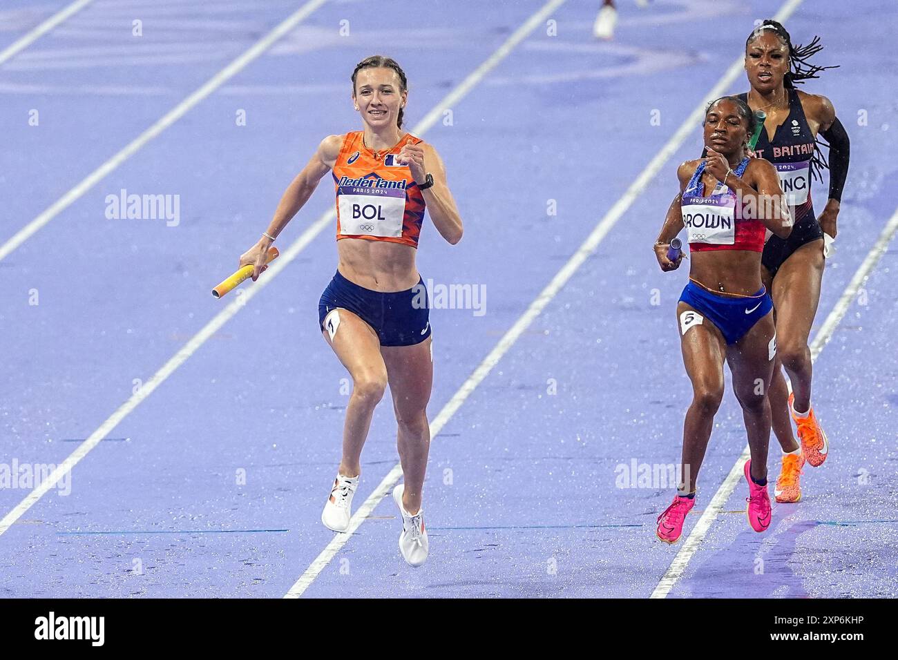 Paris, France. 3rd Aug 2024. Femke Bol of the Netherlands, Kaylyn Brown ...
