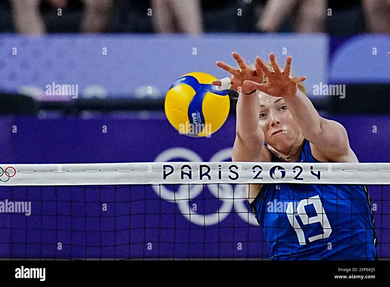 Sarah Luisa Fahr of Italy blocks the ball during the Group C women's ...