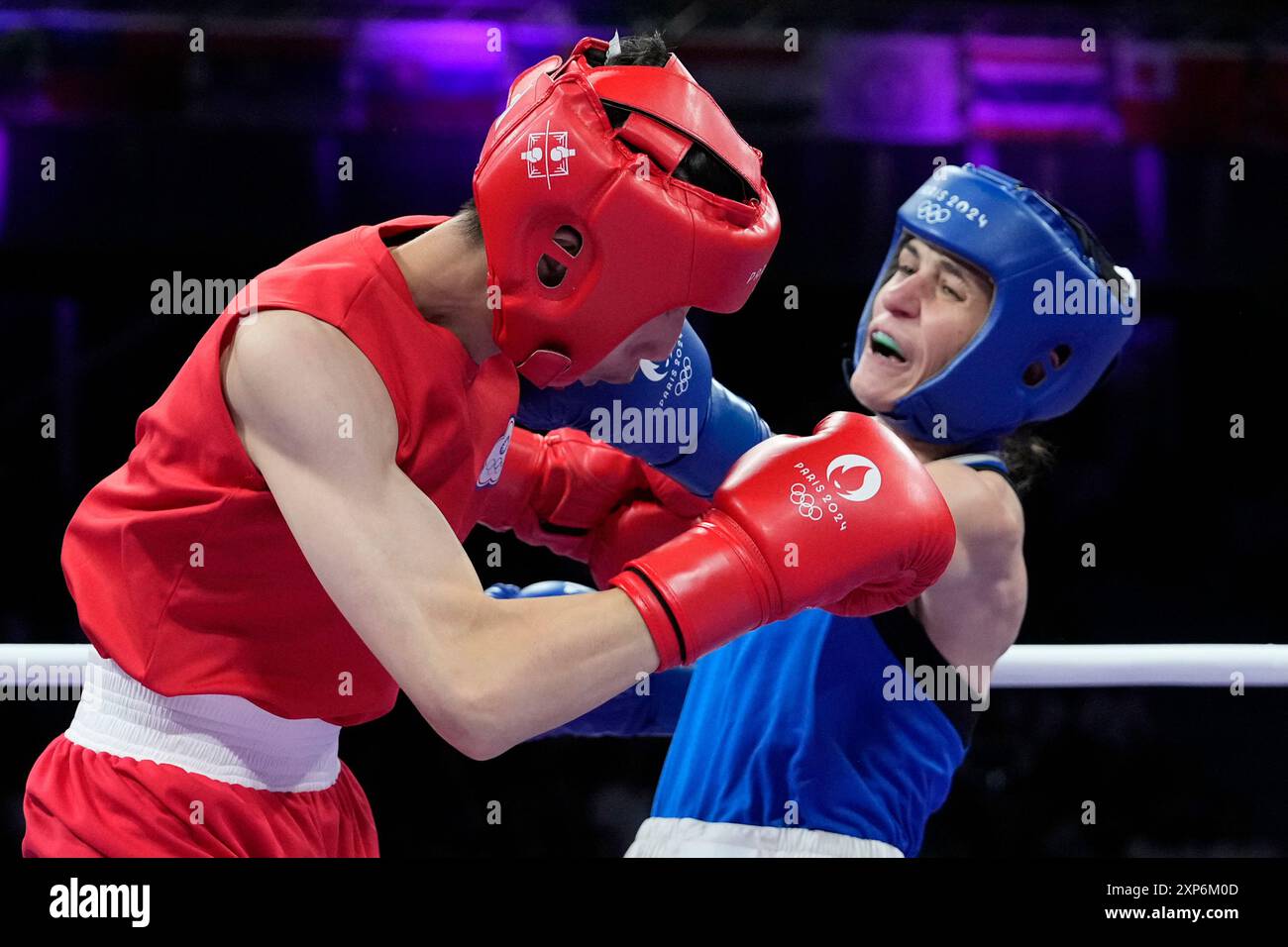 Taiwan's Lin Yu-ting, left, fights Bulgaria's Svetlana Staneva in their ...
