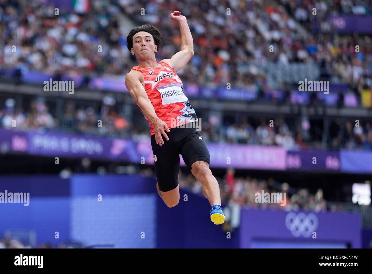 Yuki Hashioka, of Japan, competes in the men's long jump qualification ...