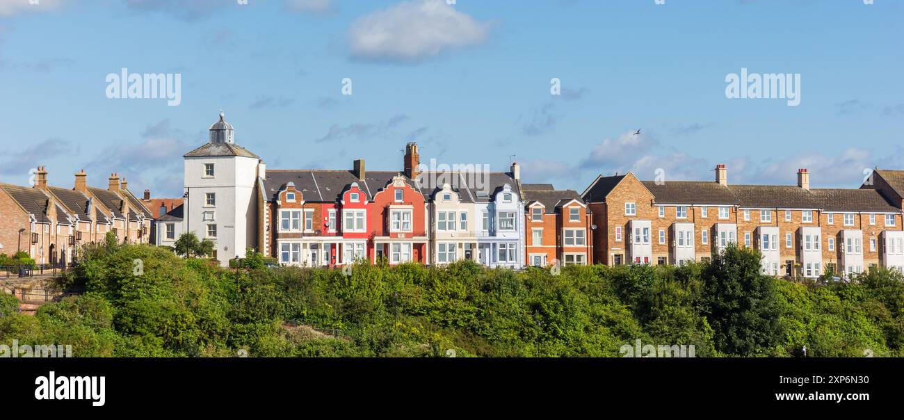 Panorama of houses in North Shields in Newcastle upon Tyne, England ...