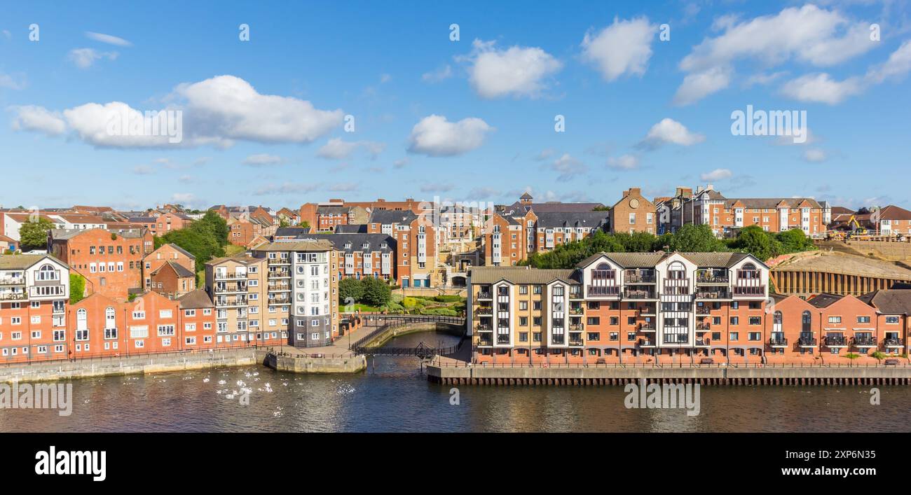 Panorama of apartment buildings at the North Shields riverbank in ...