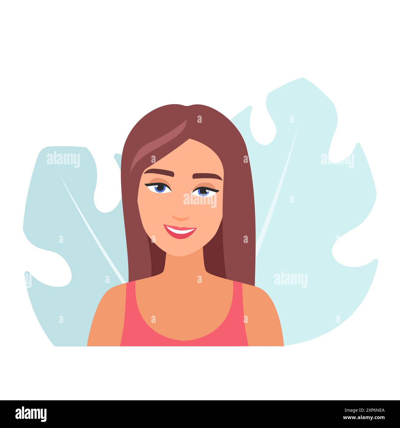 Portrait avatar of female model with smile, eye and lip makeup vector ...