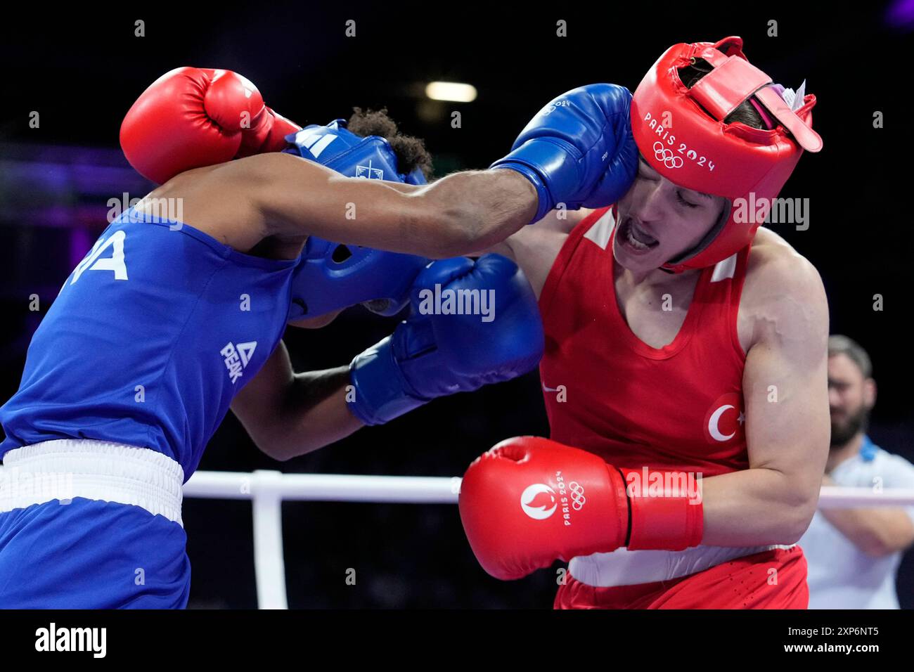 Turkey's Esra Yildiz, right, fights Brazil's Jucielen Cerqueira in ...