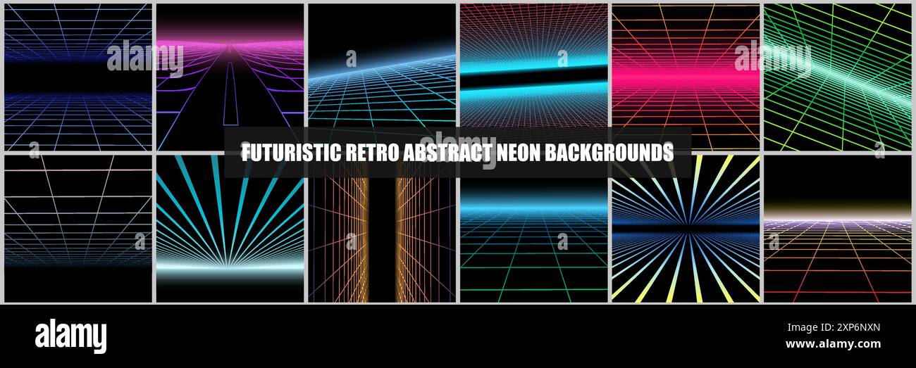 Collection of vector abstract futuristic backgrounds with vision ...