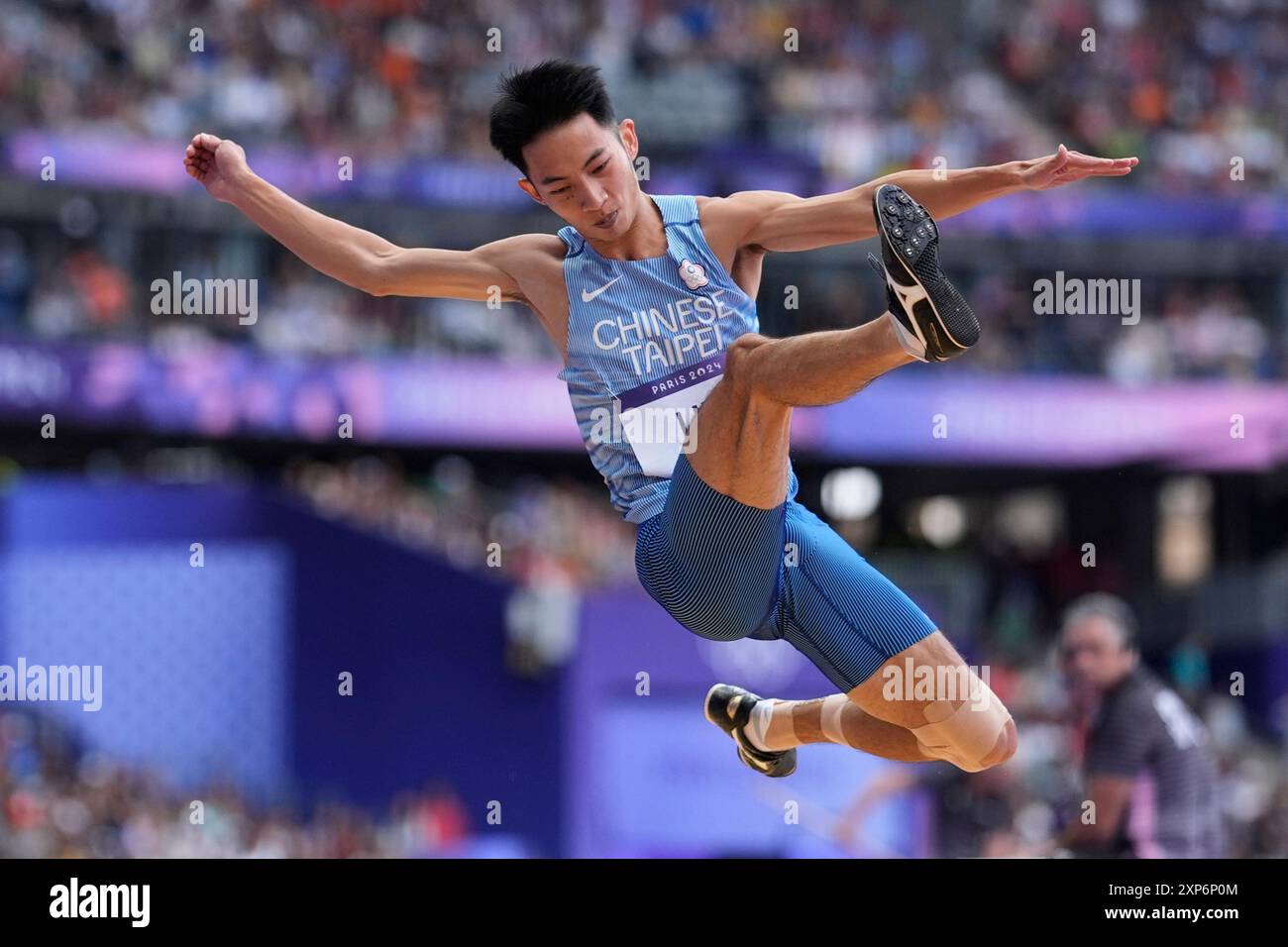 Yu-Tang Lin, of Taiwan, competes in the men's long jump qualification ...