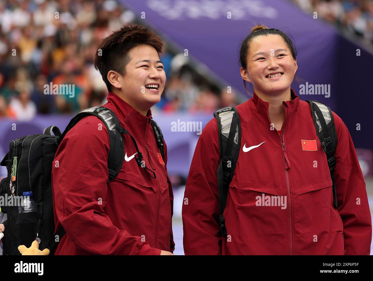 Paris, France. 4th Aug, 2024. Li Jiangyan (R) and Zhao Jie of China ...