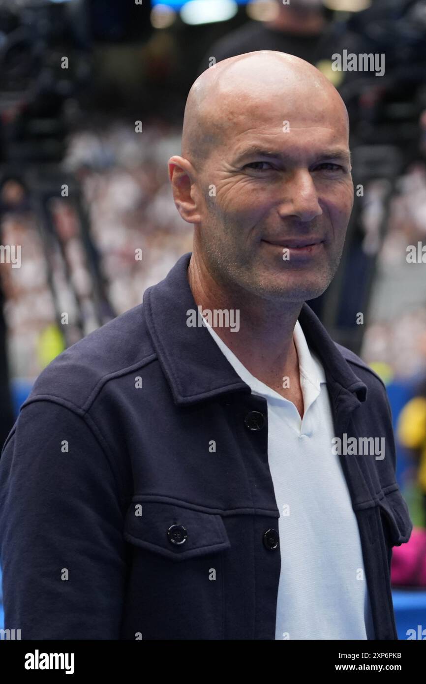 Zinedine Zidane during the presentation of Kylian Mbappé as a new ...