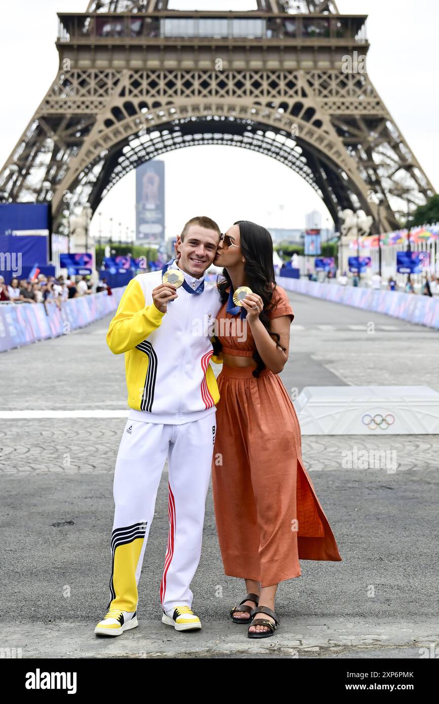 Paris, France. 03rd Aug, 2024. Belgian cyclist Remco Evenepoel and ...