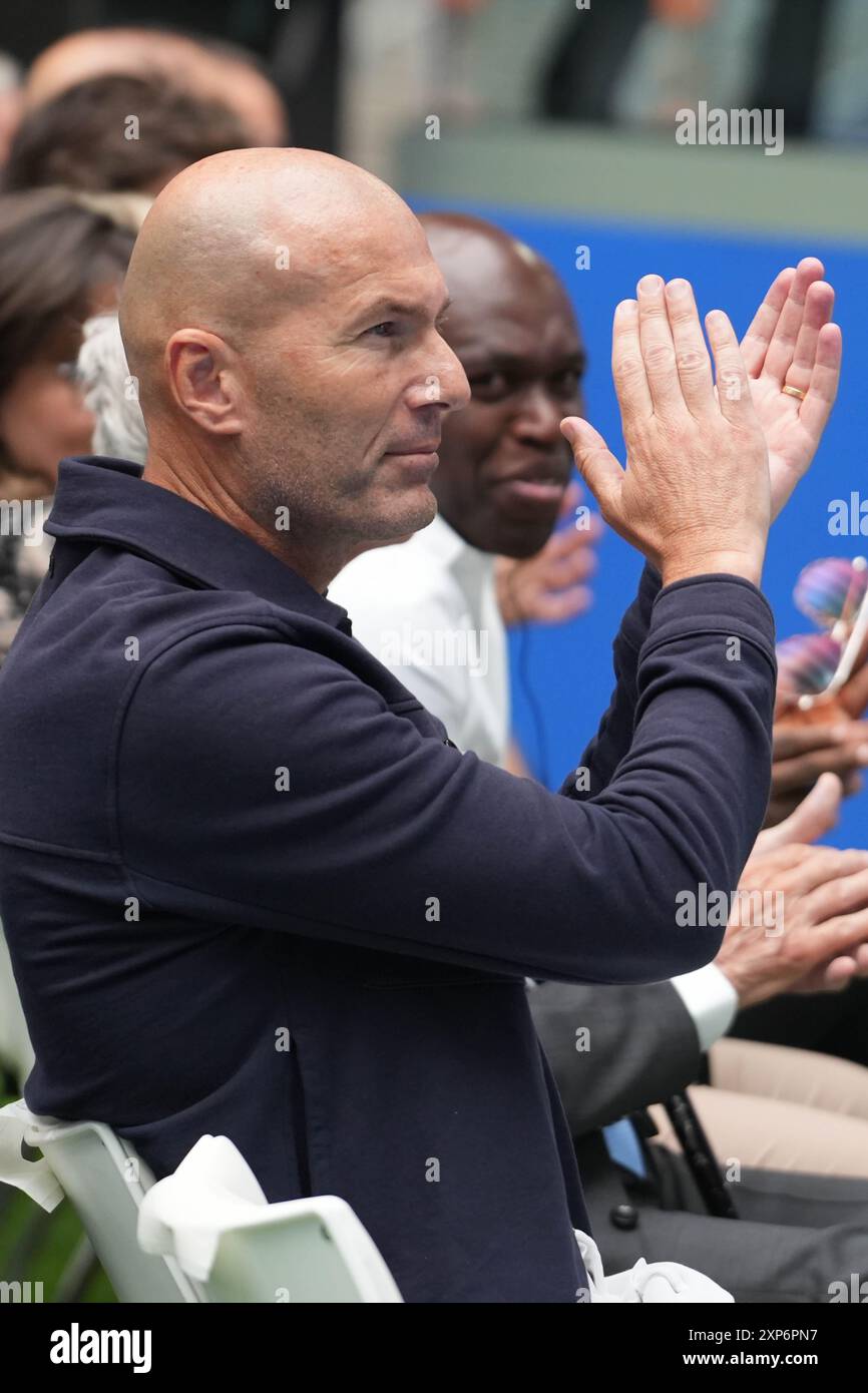 Zinedine Zidane during the presentation of Kylian Mbappé as a new ...