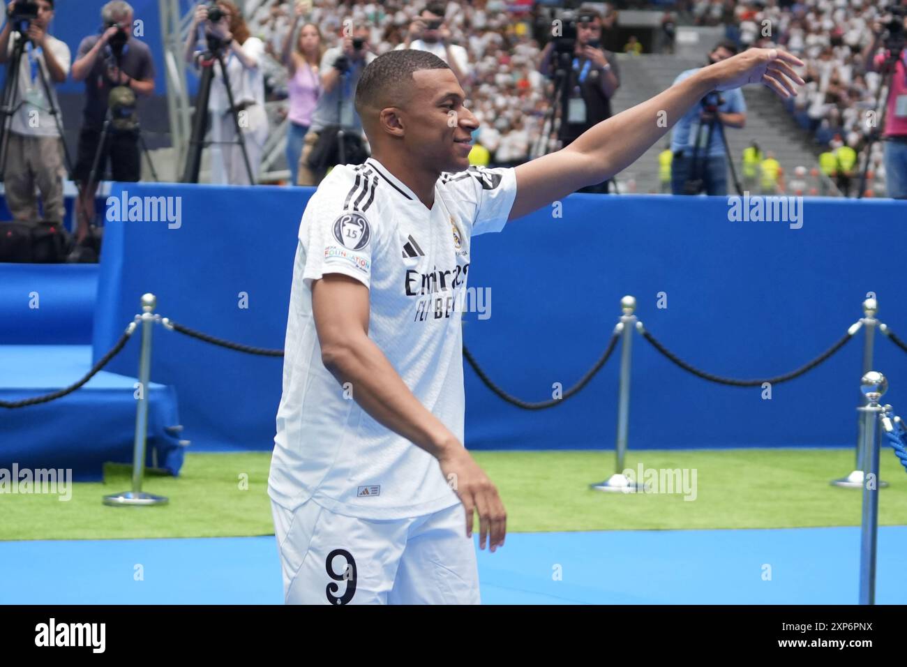 Kylian Mbappé during his presentation as a new player of Real Madrid CF on 16 July 2024 at ...