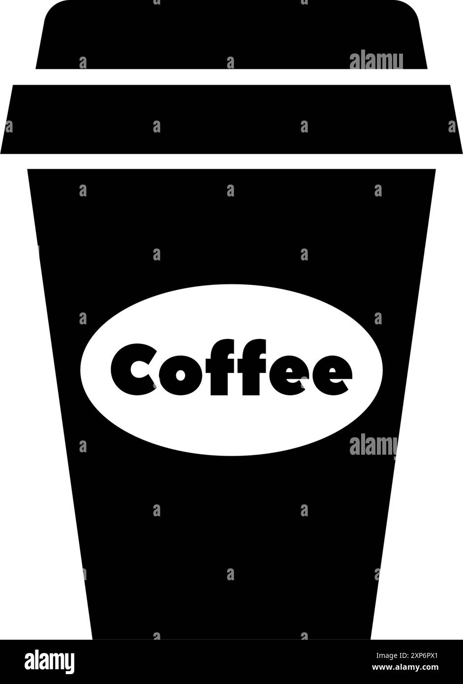 Minimalist black coffee cup icon with lid and label, perfect for ...