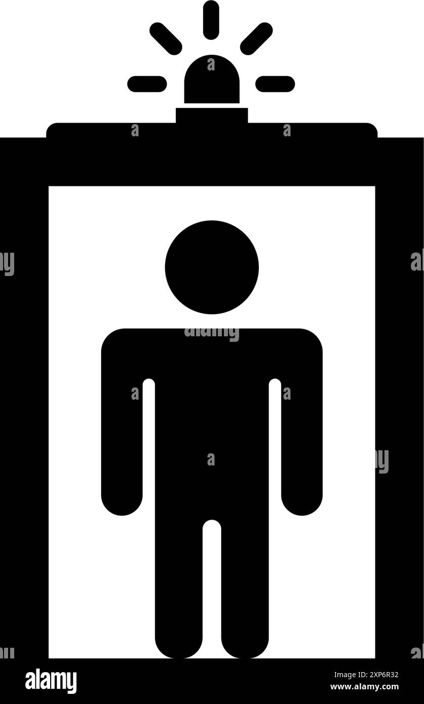 Icon depicting a security checkpoint with a person and metal detector ...