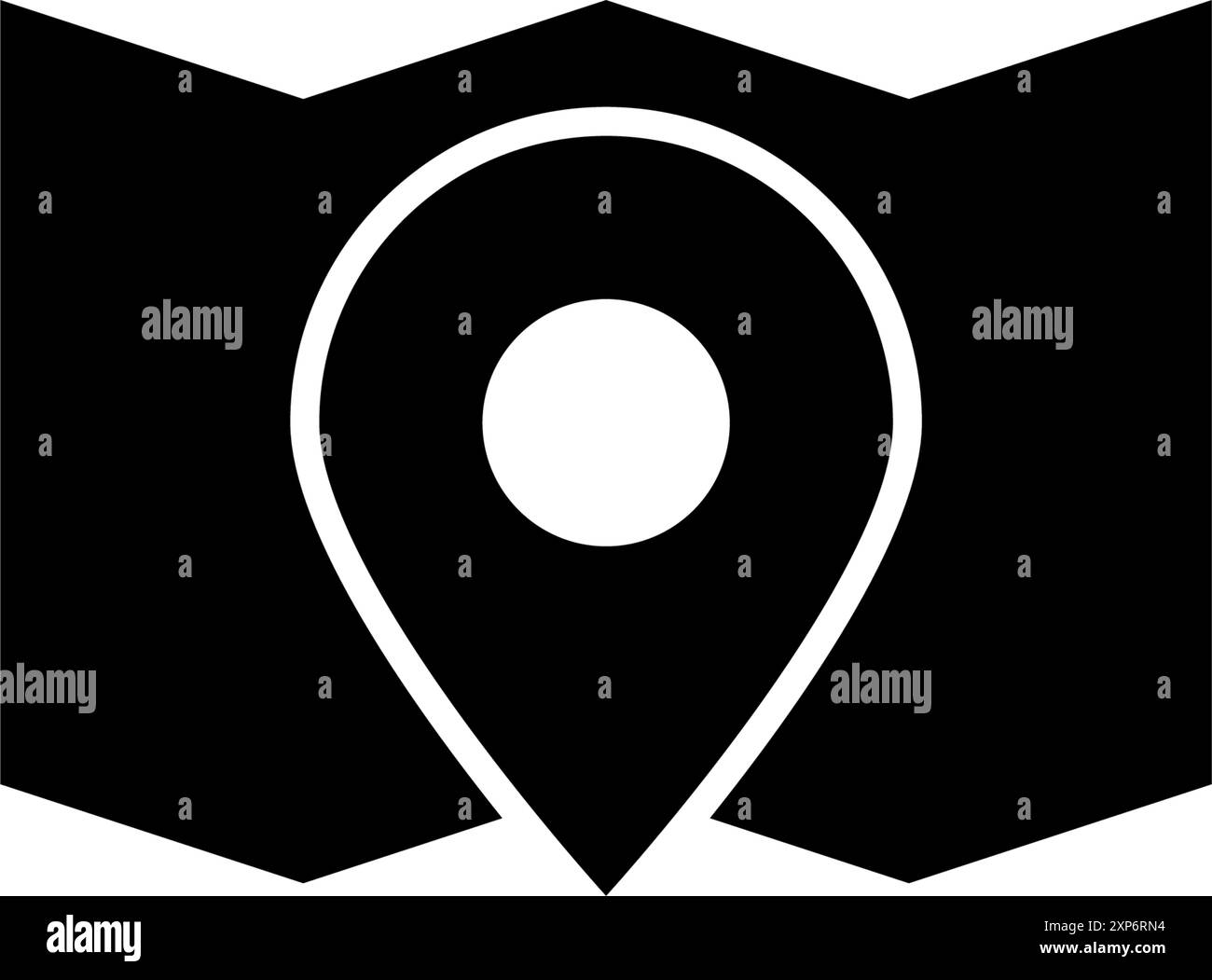 Black map icon with location pin, symbolizing navigation, GPS direction ...
