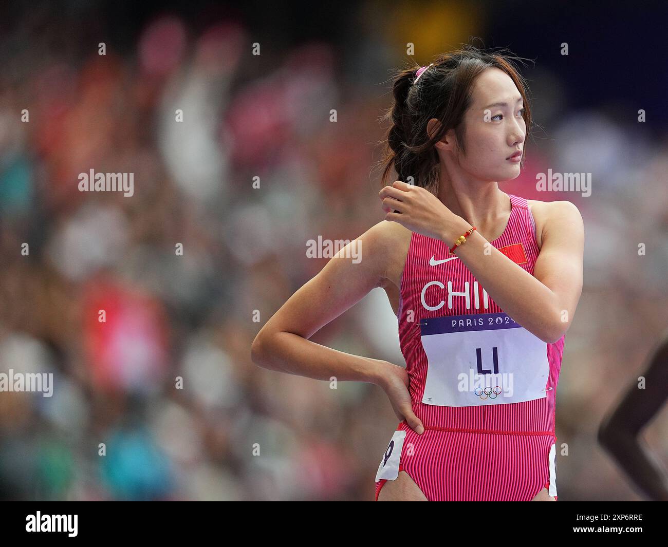 Paris, France. 4th Aug, 2024. Li Yuting of China reacts before the ...
