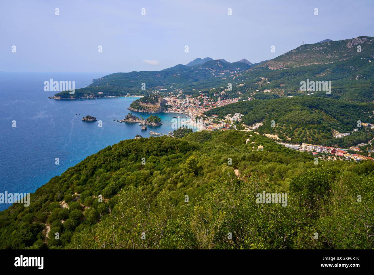 Aerial view of Parga village and Parga bay in Greece Stock Photo - Alamy