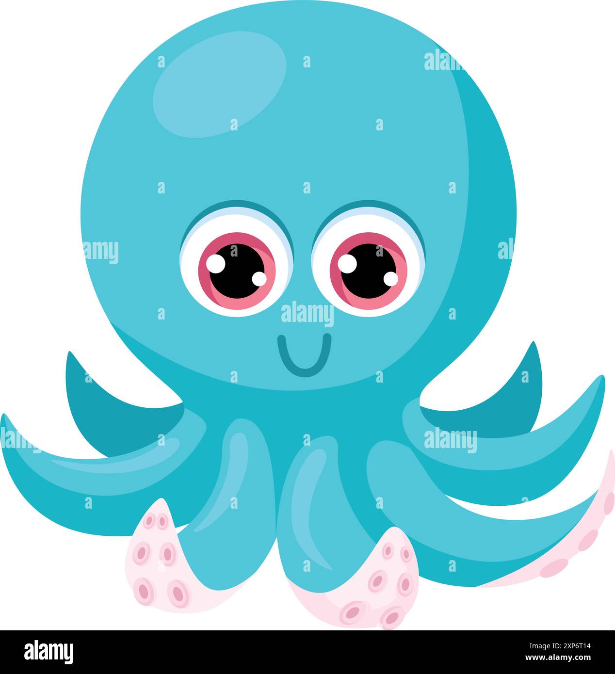 Blue octopus baby. Cartoon ocean animal character Stock Vector Image ...