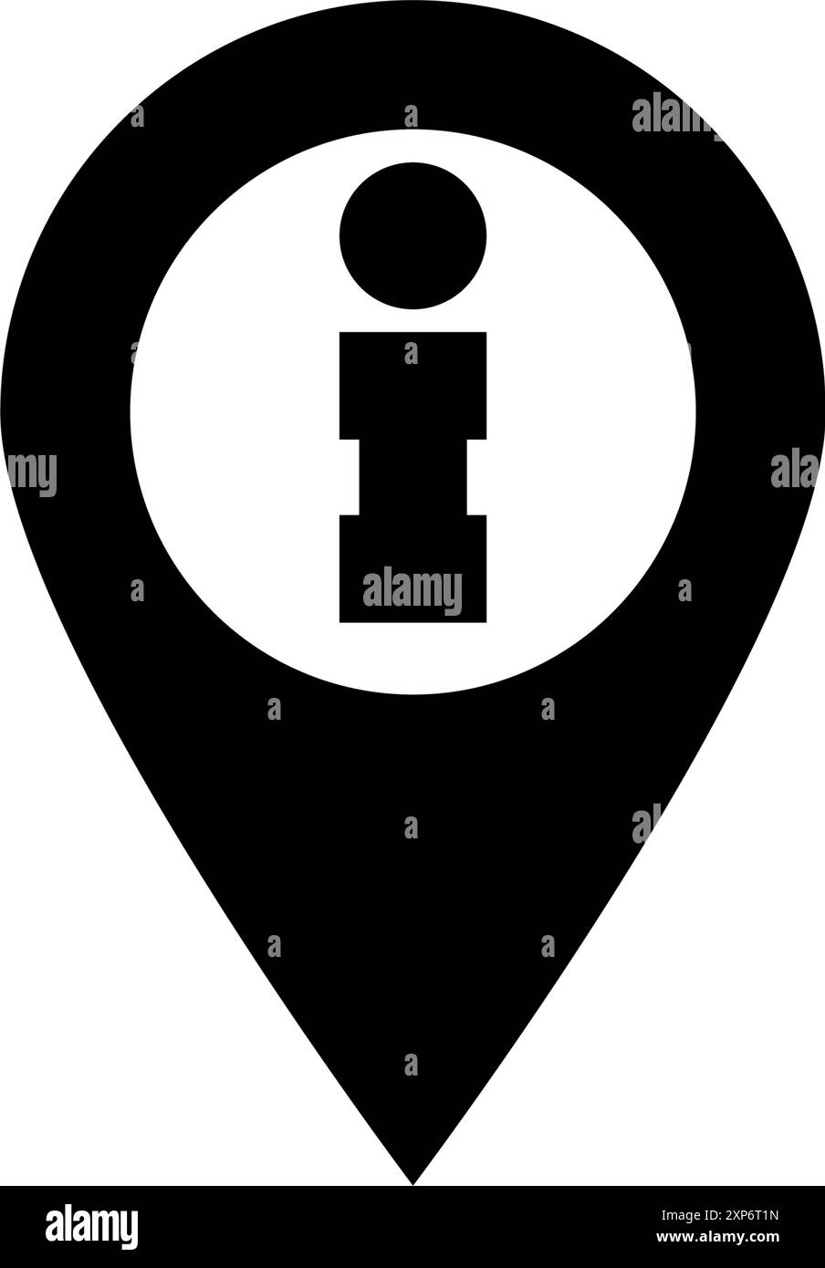 Black vector icon depicting an information symbol inside a map pin ...