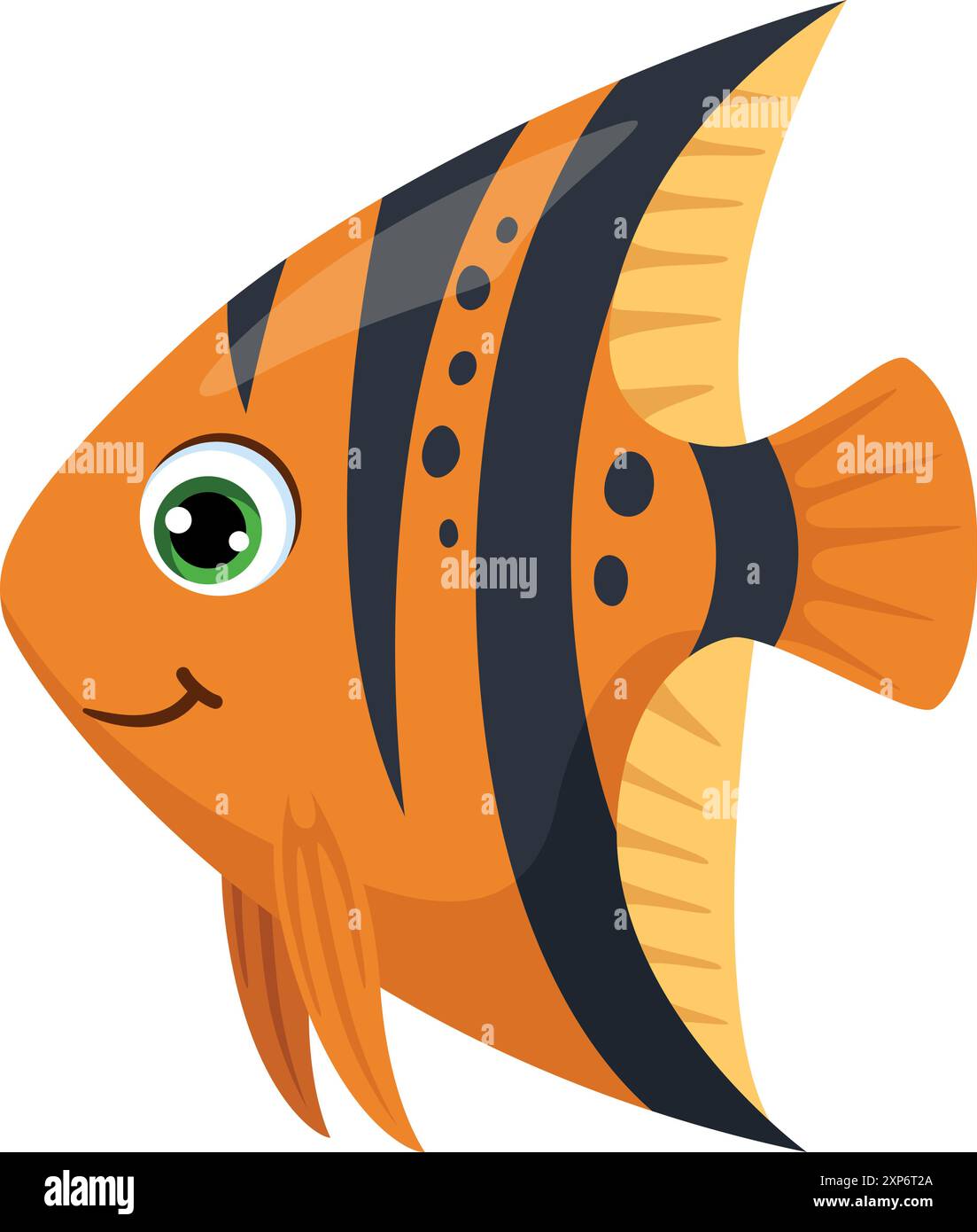 Tropical angelfish. Cartoon exotic aquarium fish character Stock Vector ...