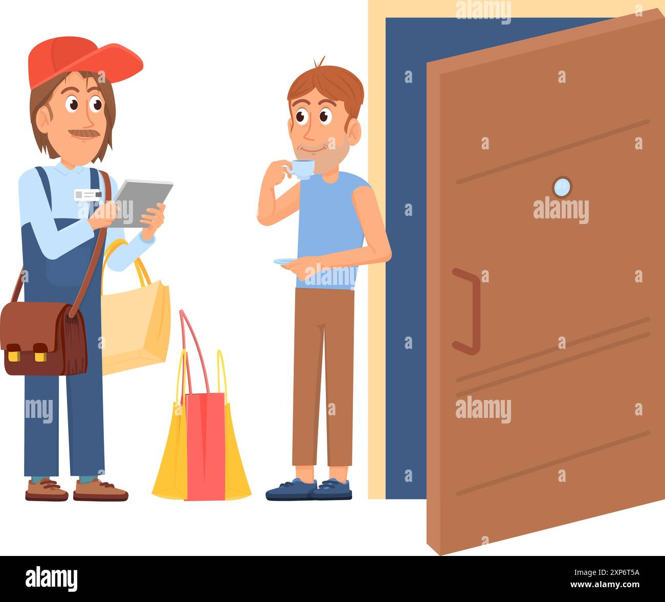 Home delivery service. Professional shipping worker with packages Stock ...