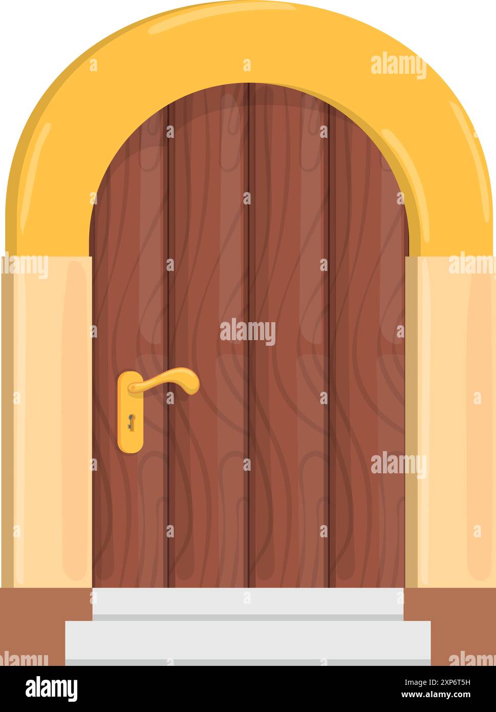 Front door cartoon icon. Wooden doorway and doorstep Stock Vector Image ...