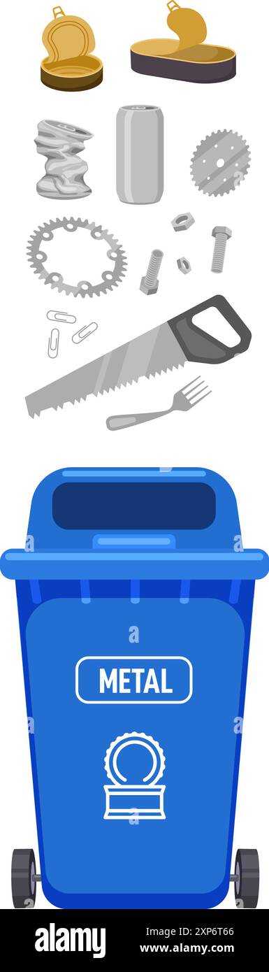 Metal recycling bin. Sorting trash cartoon icon Stock Vector Image ...