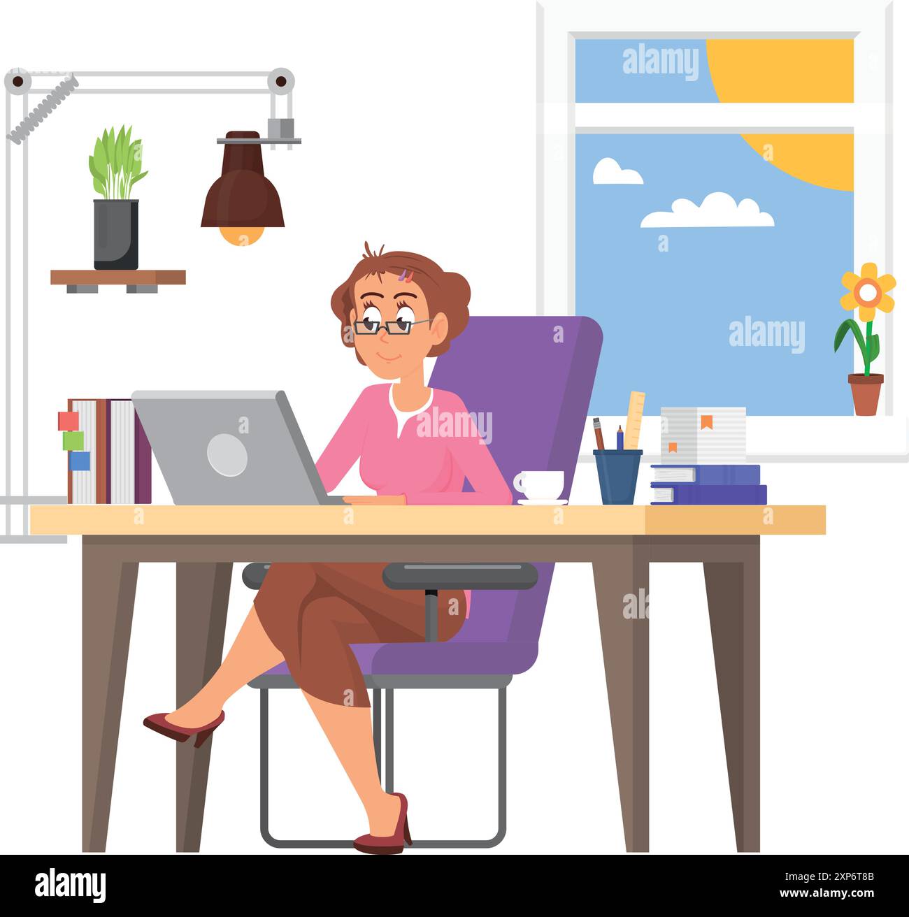 Female student working desk Cut Out Stock Images & Pictures - Alamy