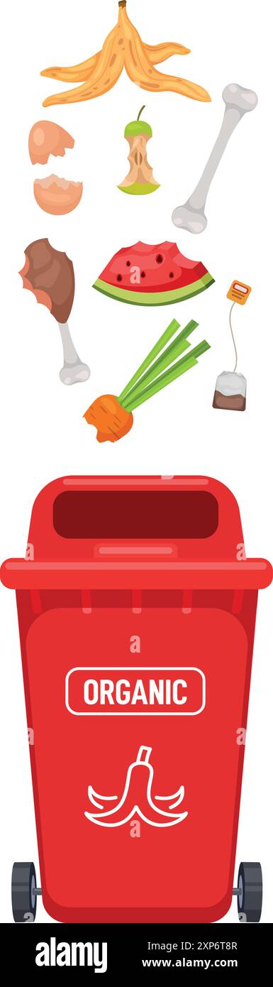 Organic waste red trash can. Garbage sorting Stock Vector Image & Art ...