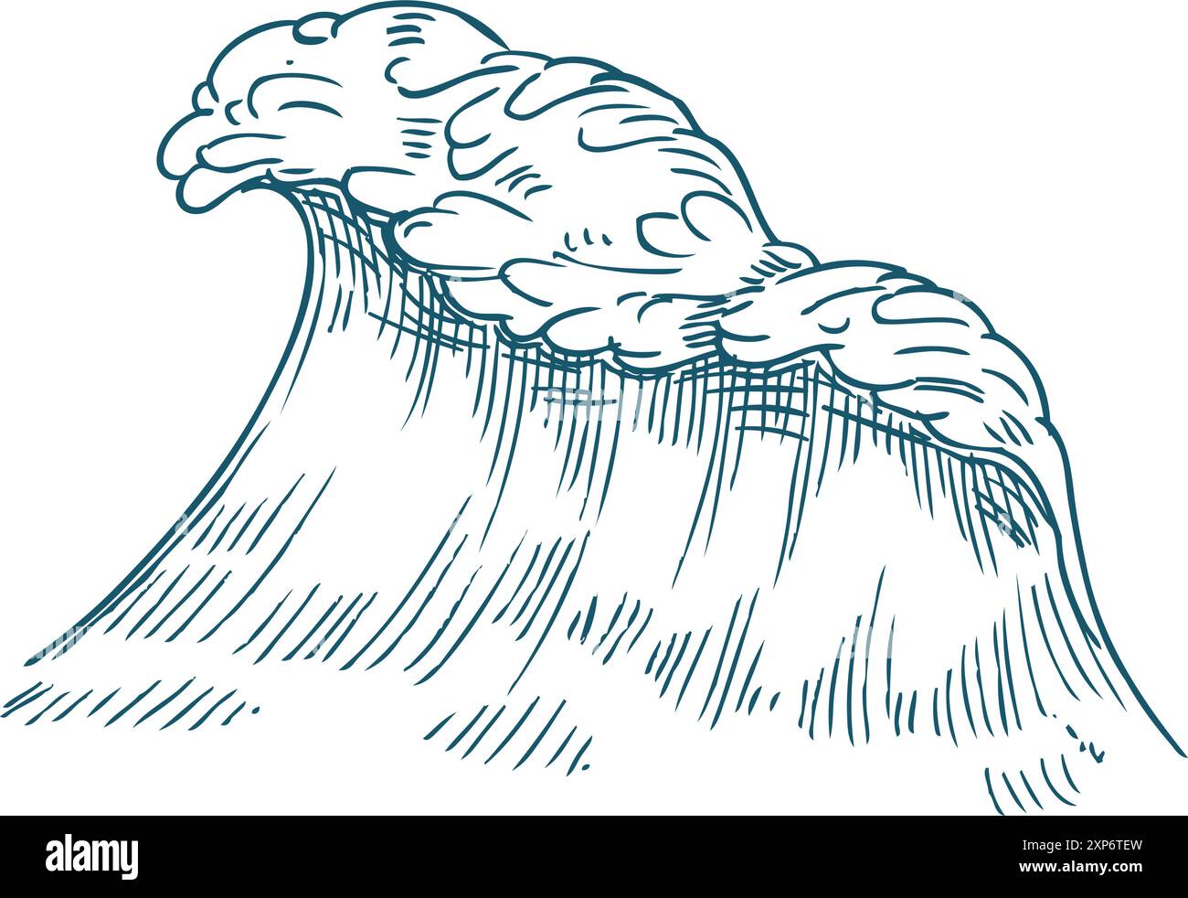 Water wave sketch. Storm weather sea drawing Stock Vector Image & Art ...