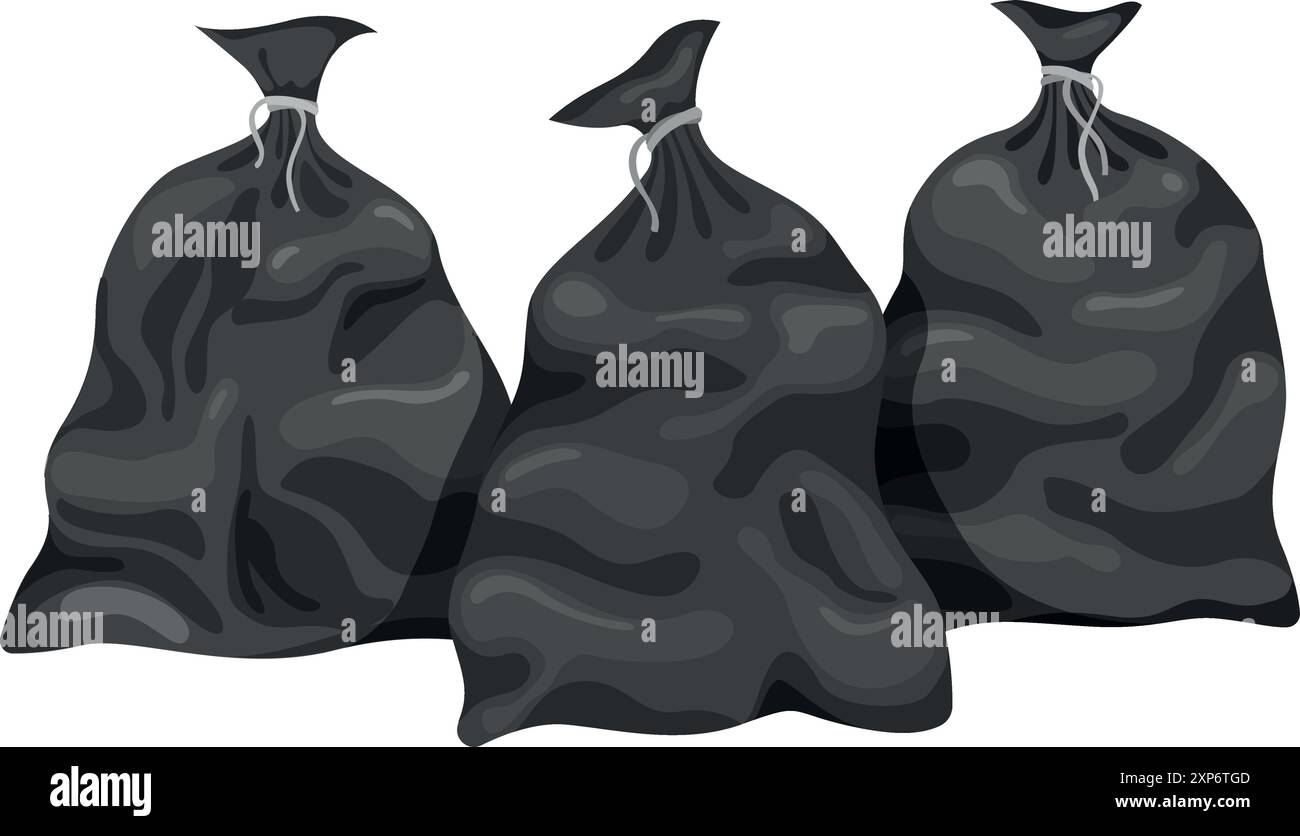 Black trash bags icon. Cartoon garbage waste Stock Vector Image & Art ...