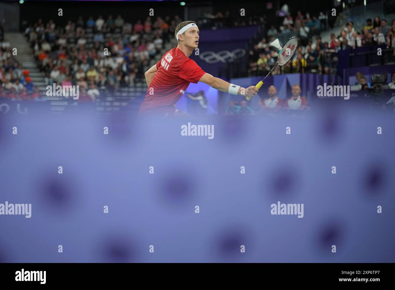 Denmark's Viktor Axelsen plays against India's Lakshya Sen during their ...