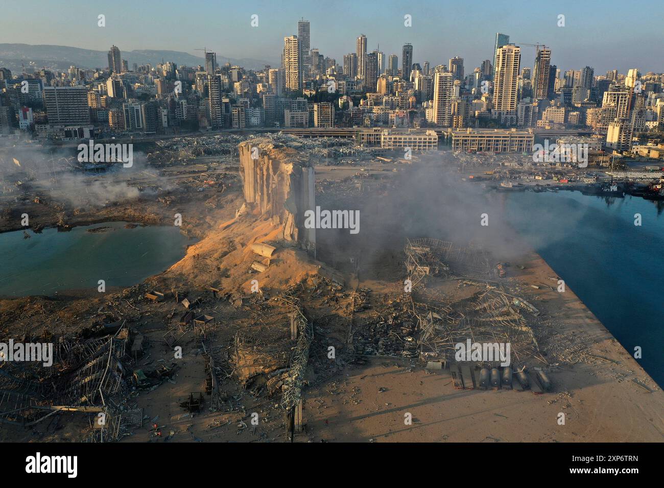 FILE - This drone picture shows the destruction after an explosion at ...