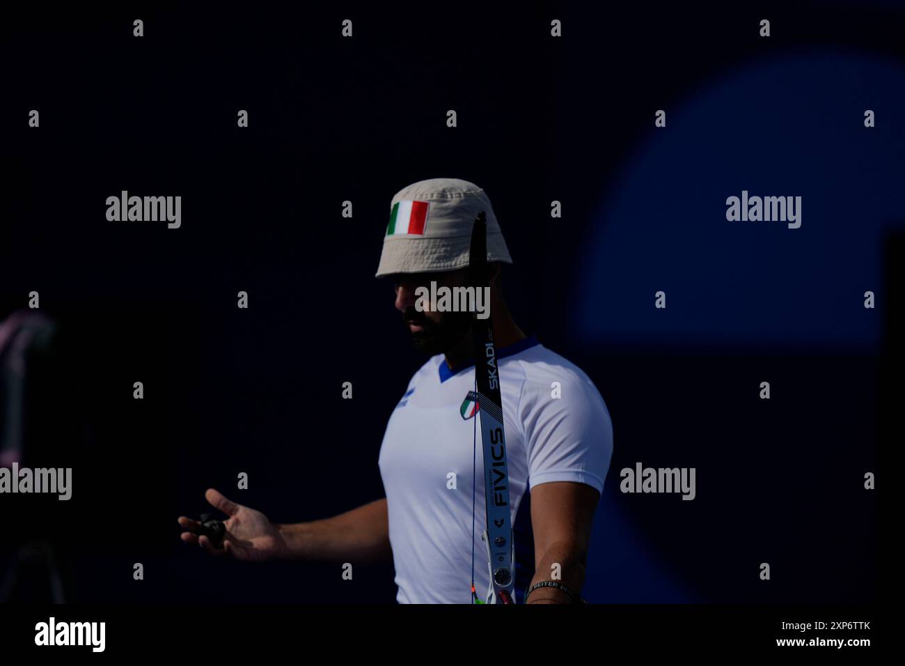 Italy's Mauro Nespoli shoots during the Archery individual quarterfinal ...