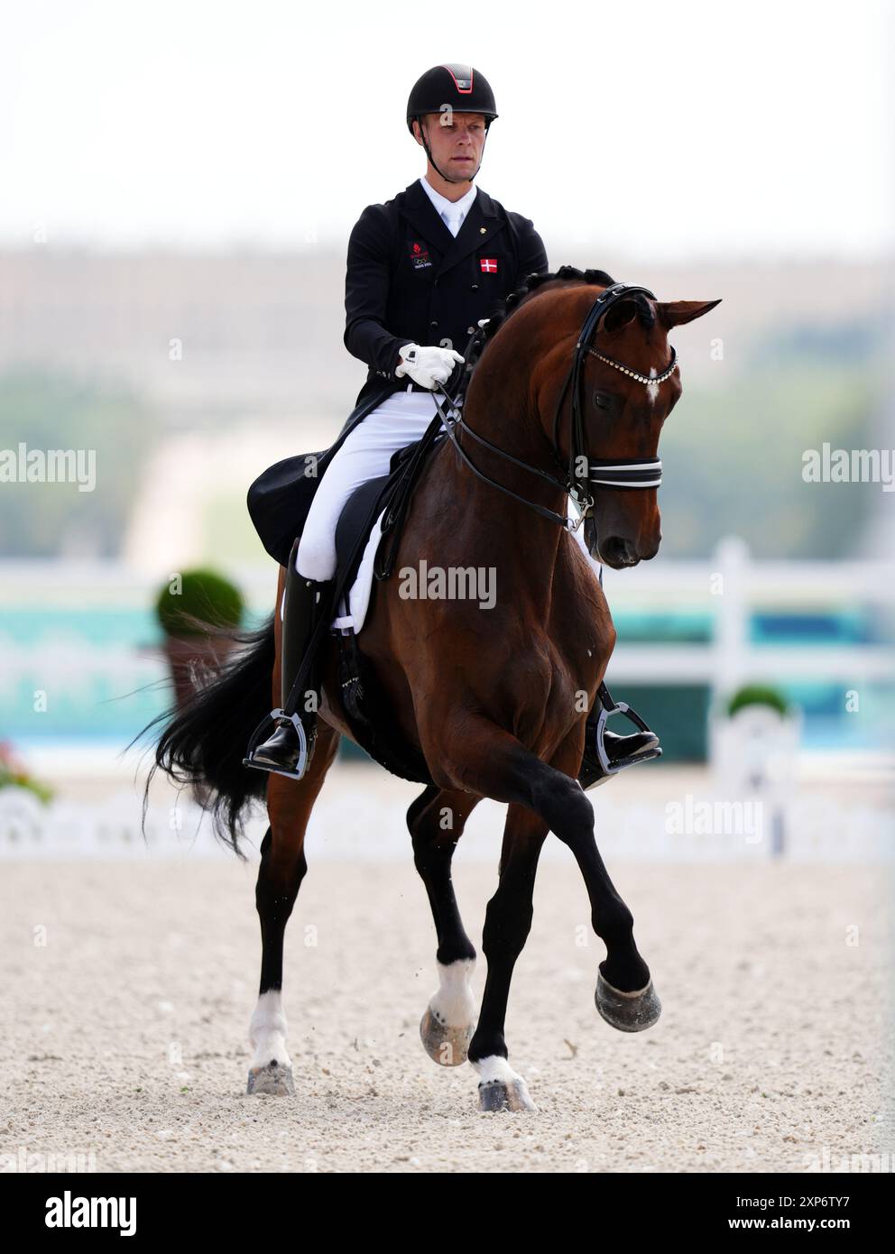 Denmark's Andersen Daniel Bachmann aboard Vayron during the Dressage Individual Grand Prix ...