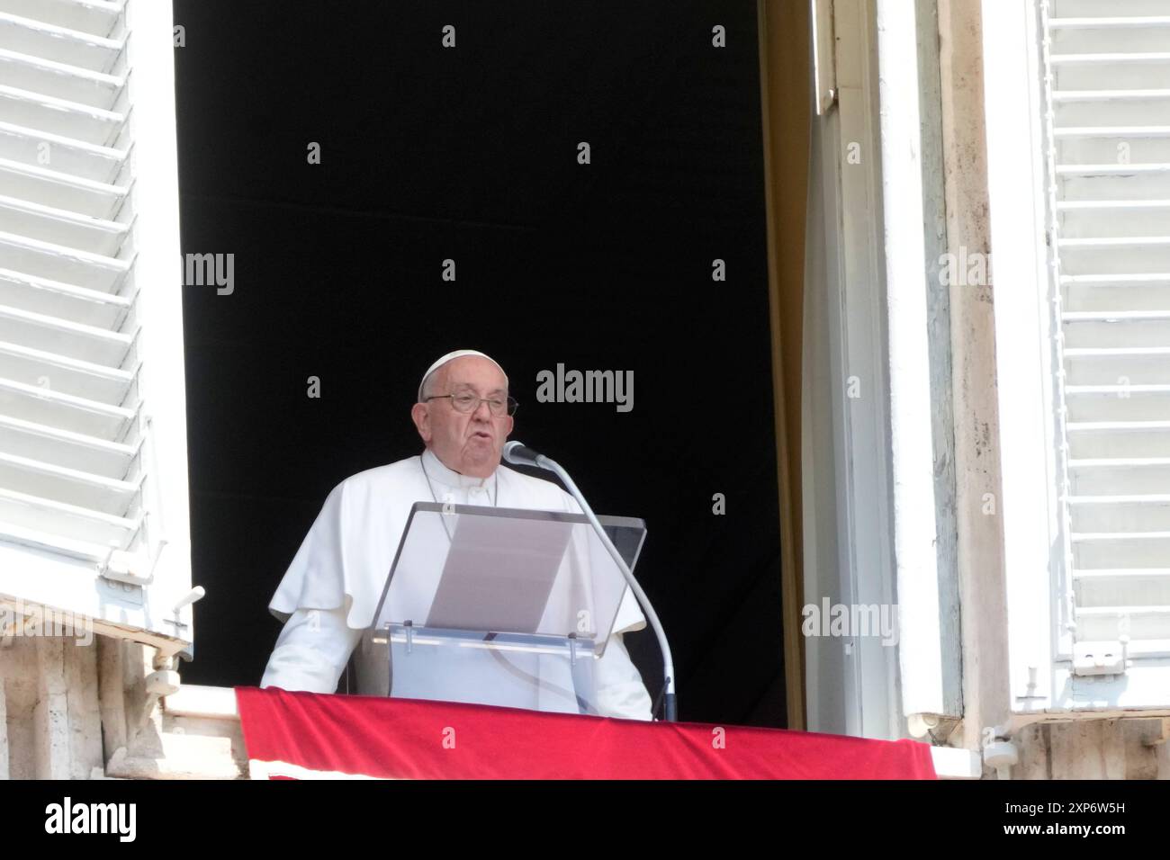 Pope Francis delivers the Angelus noon prayer in St. Peter's Square at ...