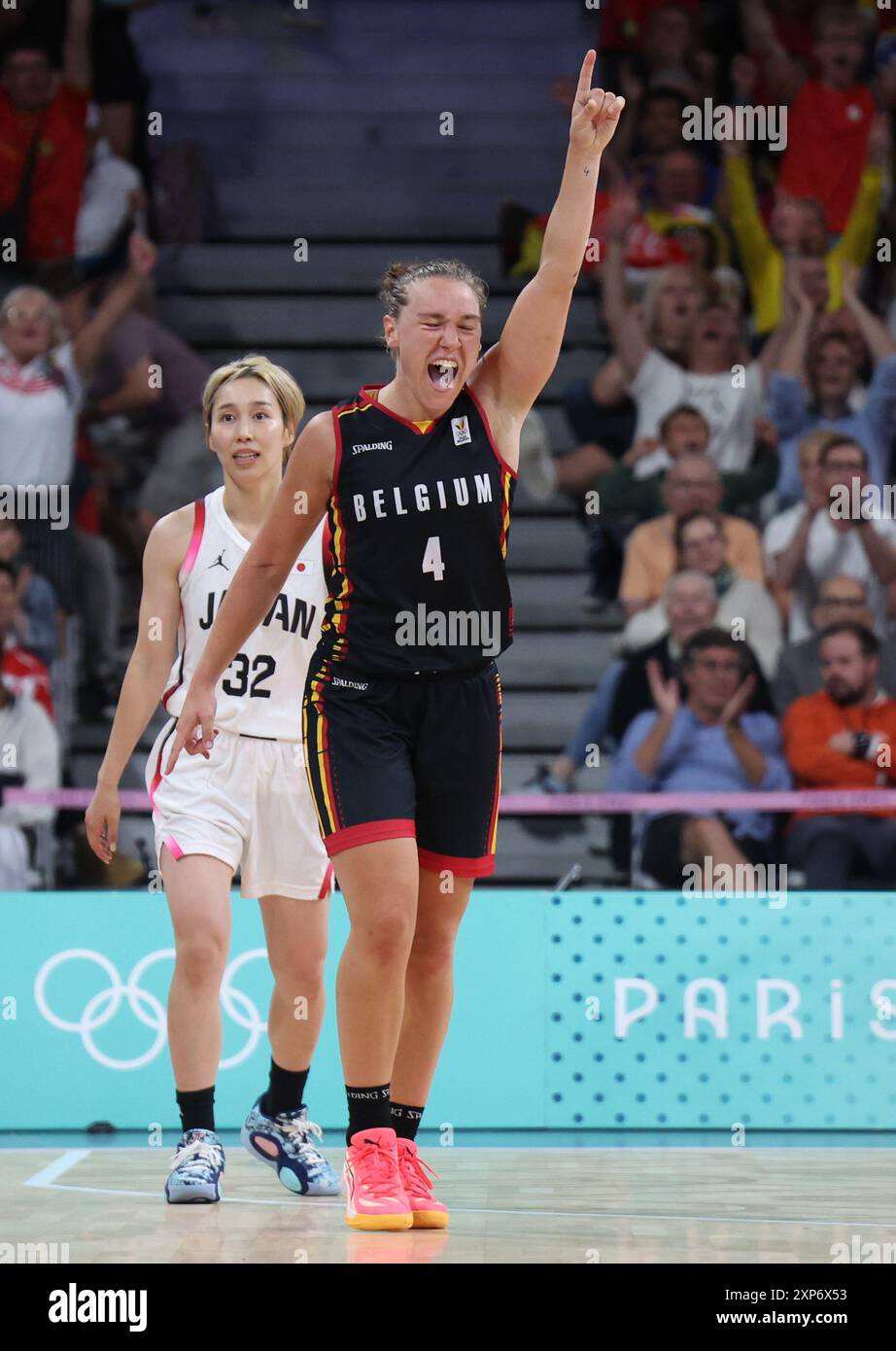 Lille, France. 04th Aug, 2024. Belgium's Elise Ramette celebrates after ...