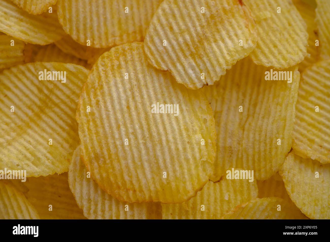 Full frame foodbackground of potato chips, top view Stock Photo - Alamy
