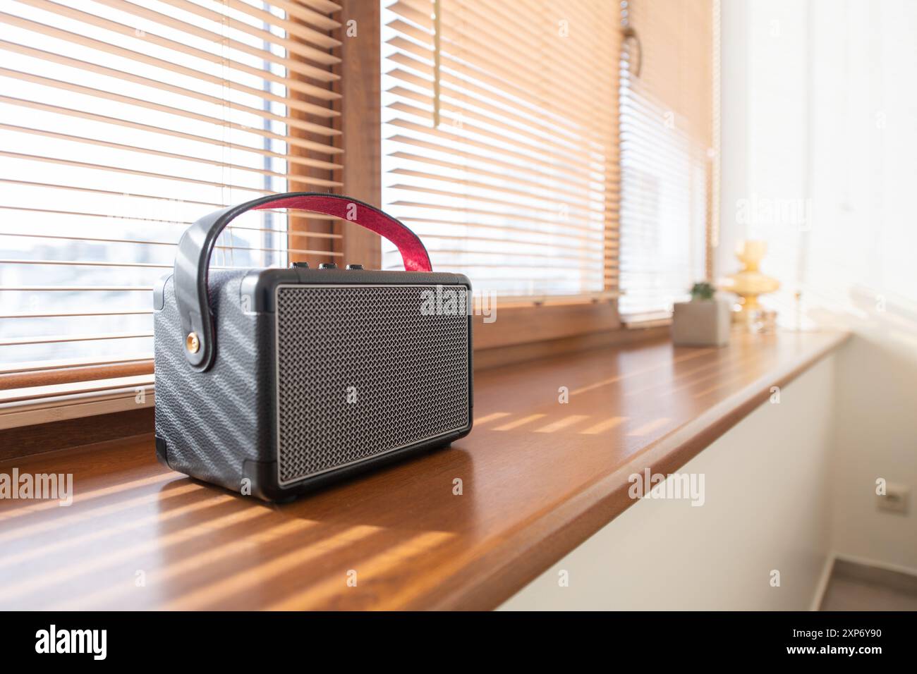 Speaker Sound Device on the Window Sill. Detail of Home Interior ...