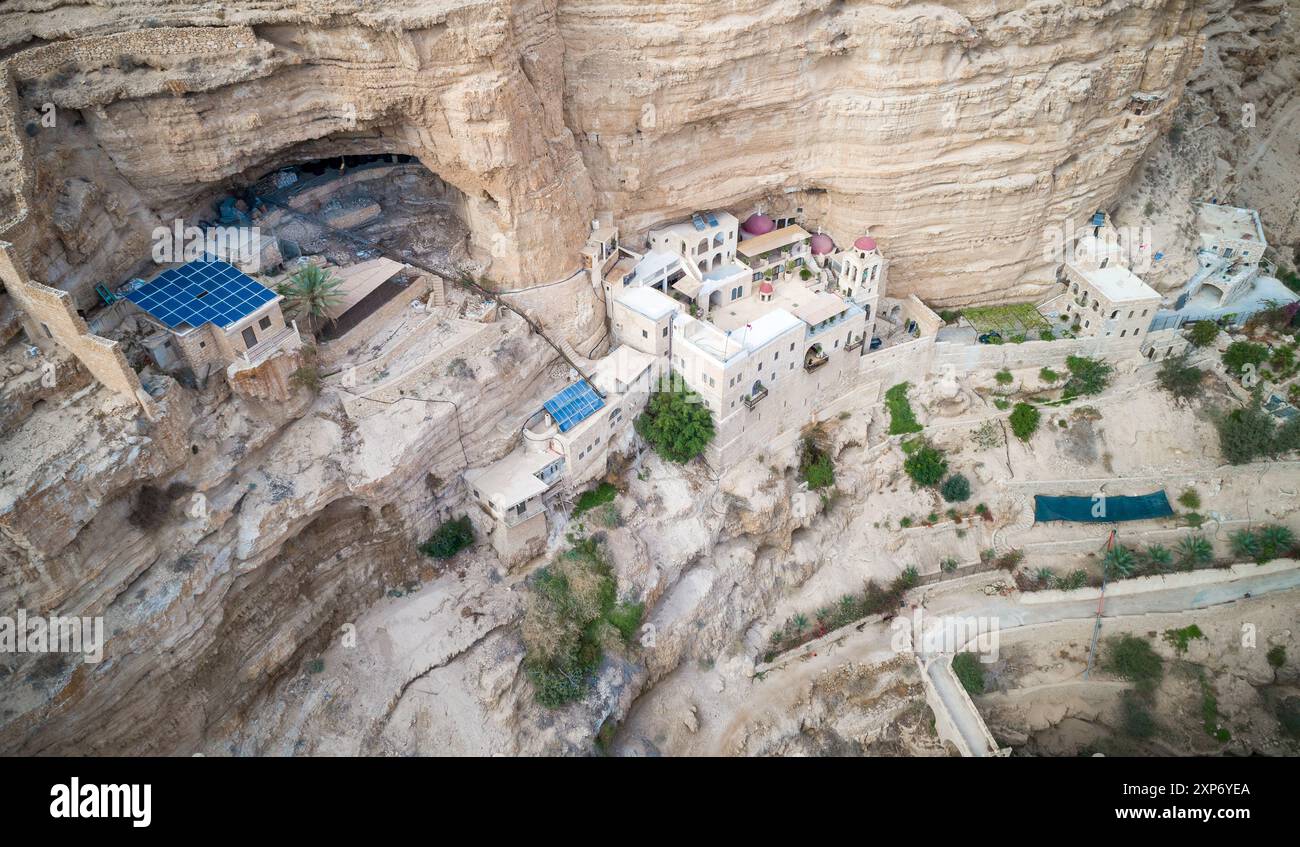 Wadi Qelt in Judean desert around St. George Orthodox Monastery, or ...