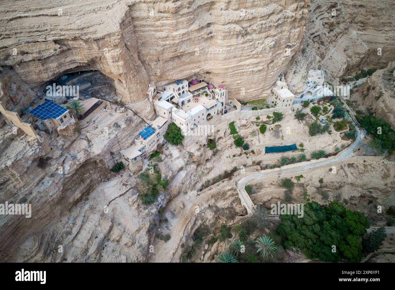 Wadi Qelt in Judean desert around St. George Orthodox Monastery, or ...