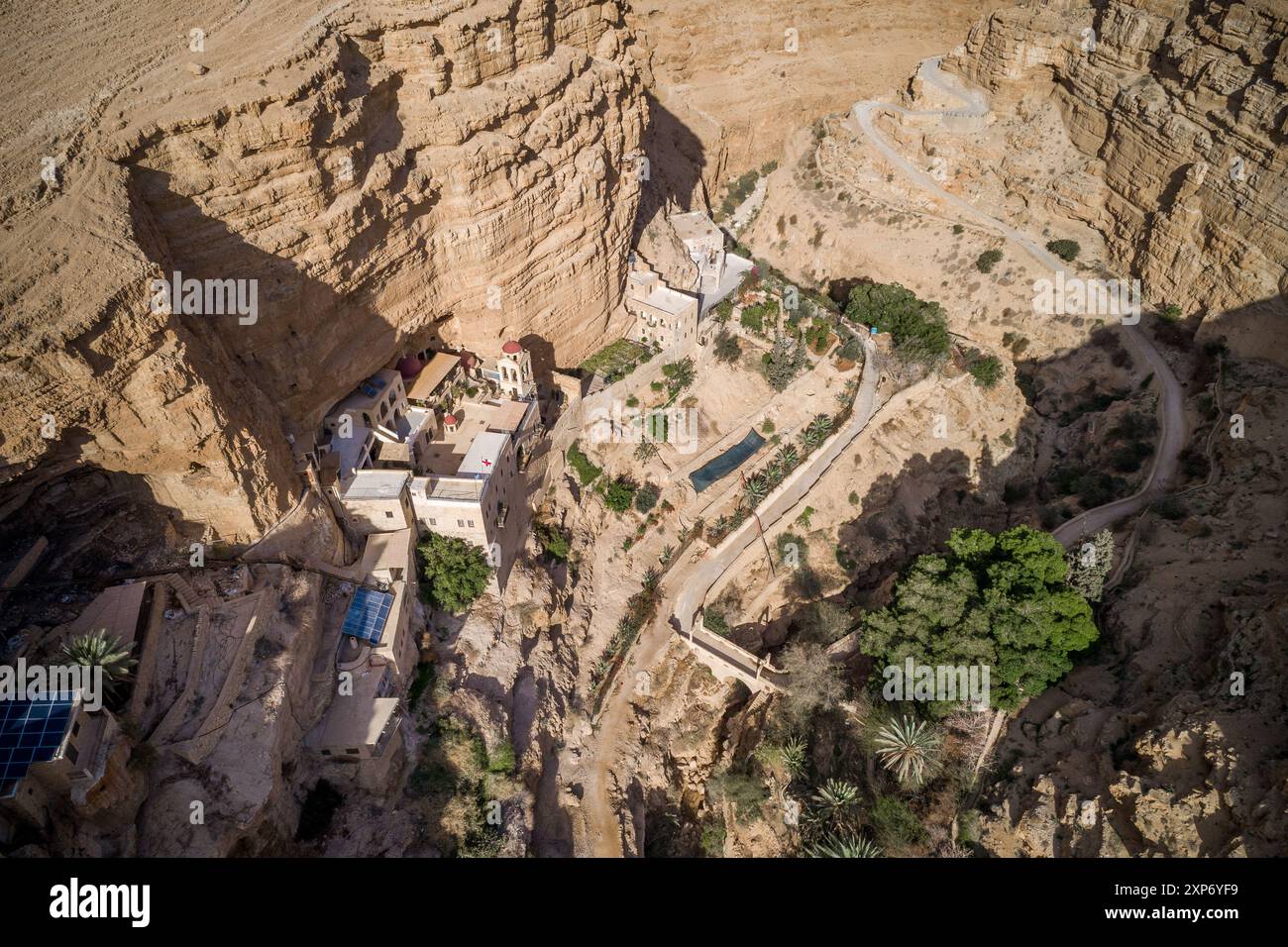 Wadi Qelt in Judean desert around St. George Orthodox Monastery, or ...