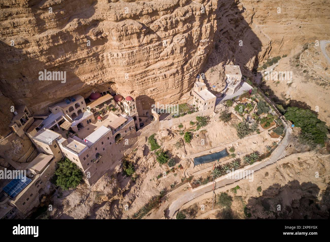 Wadi Qelt in Judean desert around St. George Orthodox Monastery, or ...
