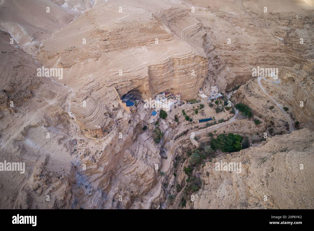 Wadi Qelt in Judean desert around St. George Orthodox Monastery, or ...