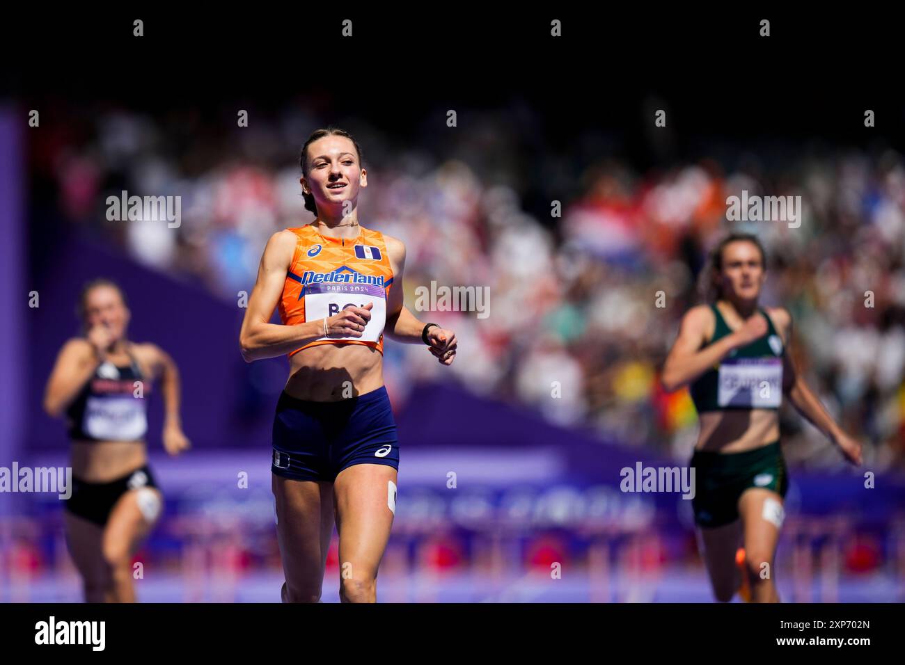 Femke Bol, of the Netherlands, wins a heat in the women's 400-meter ...