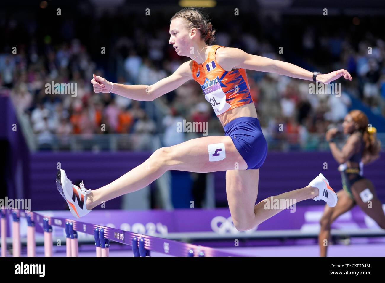 Femke Bol, of the Netherlands, competes in the women's 400-meter ...