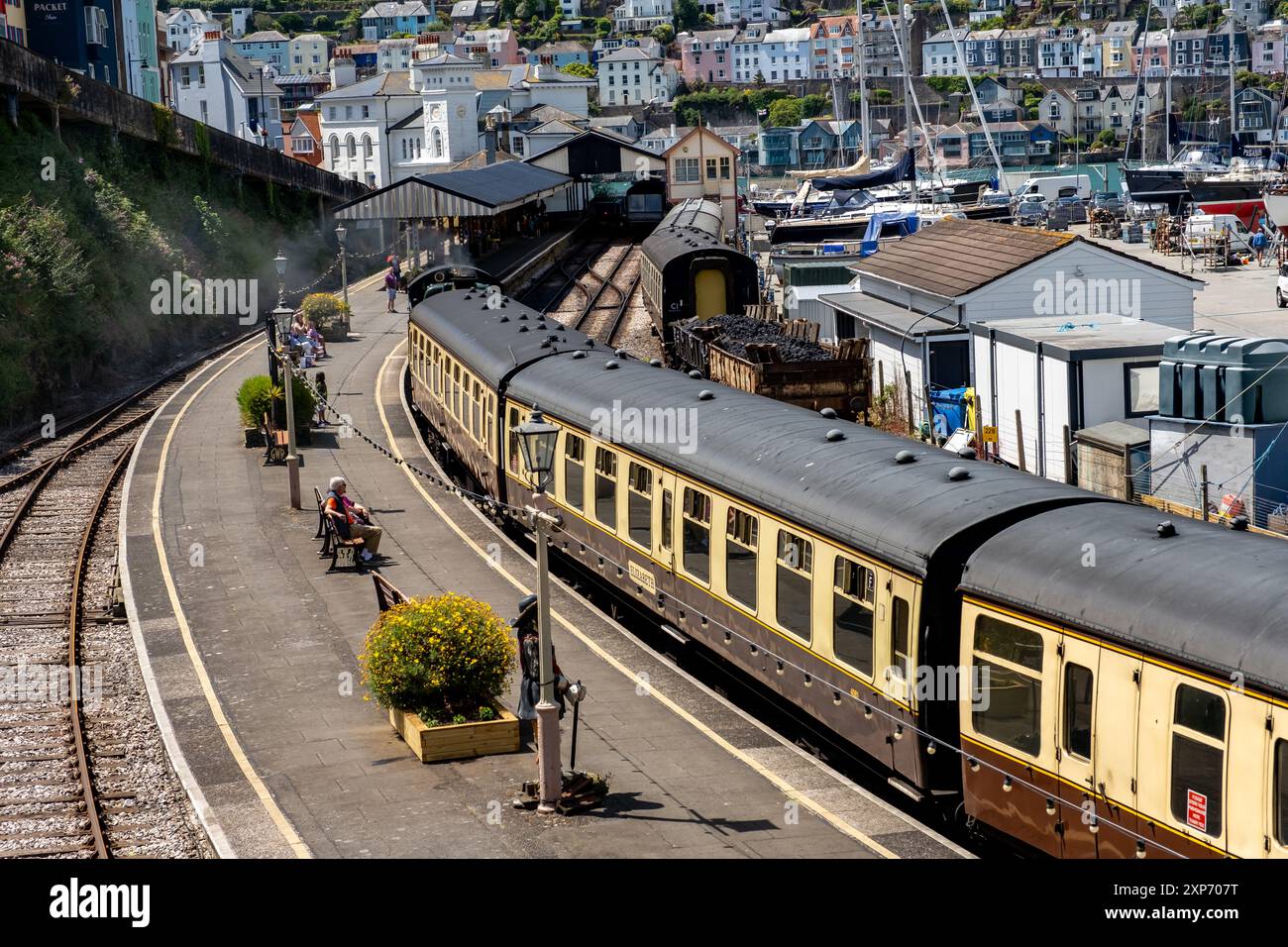 Railway carriages at Kingswear station on the Dartmouth Steam Railway ...