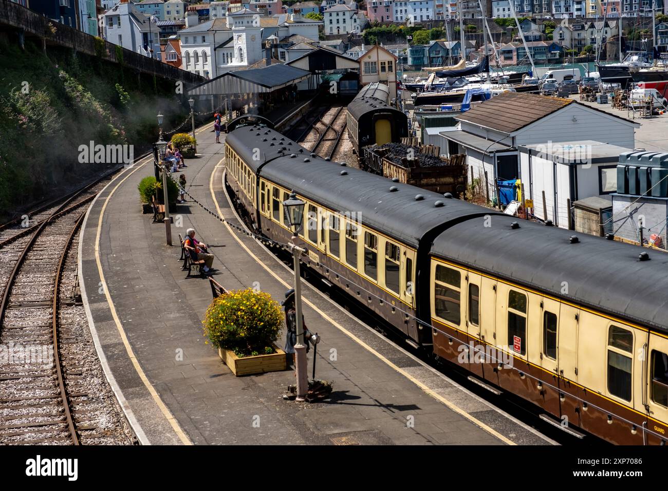Railway carriages at Kingswear station on the Dartmouth Steam Railway ...