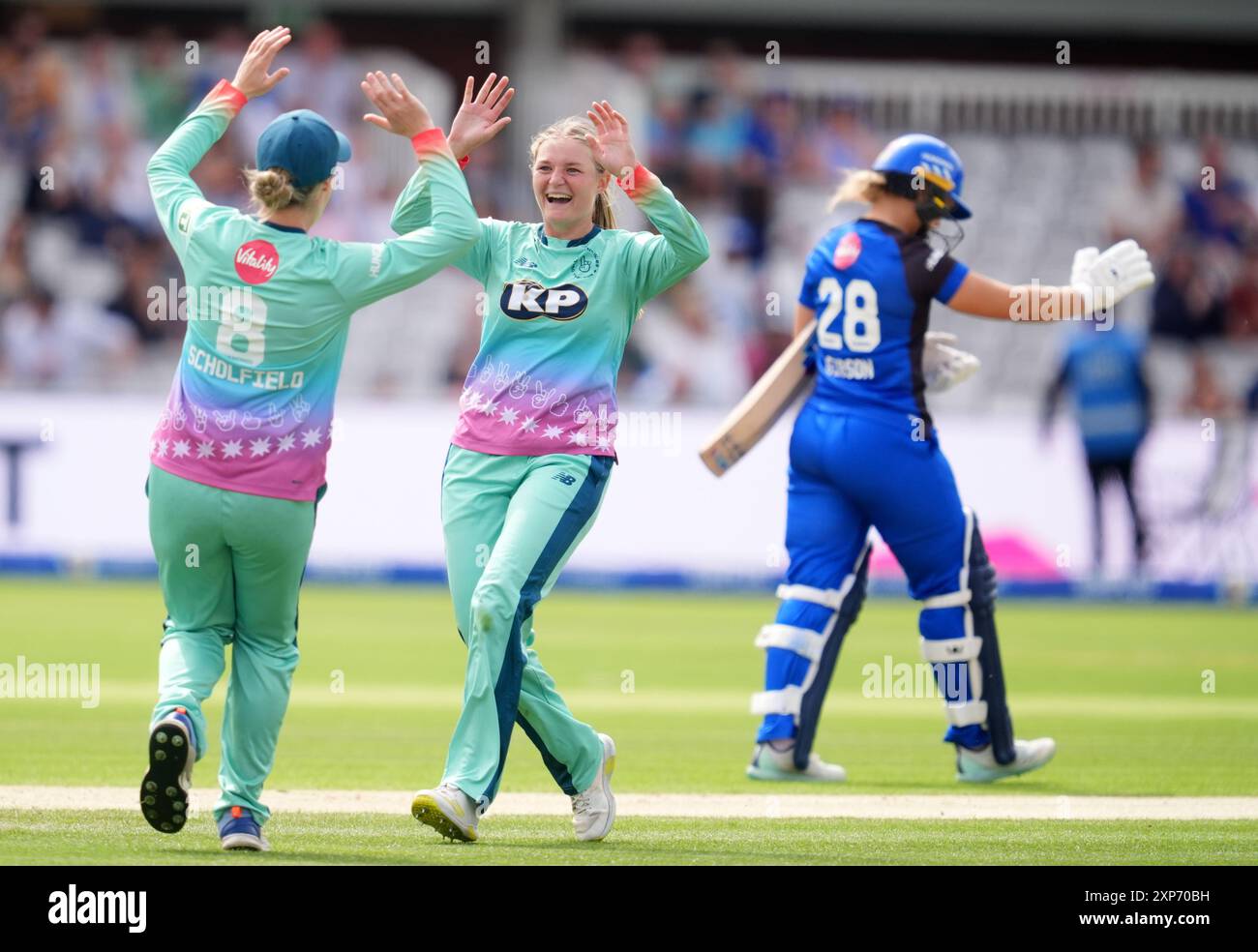 Oval Invincibles' Ryana Macdonald-Gay celebrates taking the wicket of ...