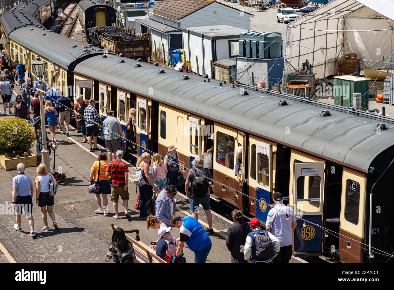 Passengers disembarking at Kingswear railway station on the Dartmouth ...